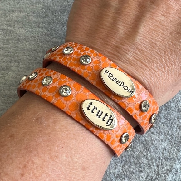 Good Works | Jewelry | Good Works Wrap Snap Orange Leather Bracelet ...
